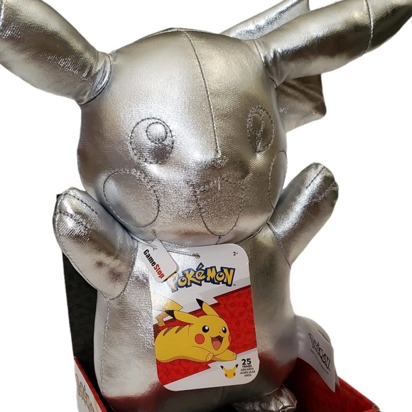 Toys | Pokemon Plush Pikachu Silver Chrome Gamestop 25th Anniversary ...
